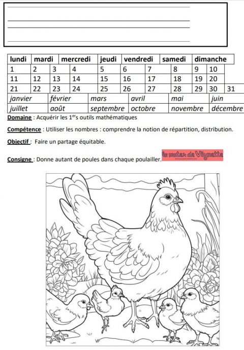 Fiches de travail La petite poule rousse | La Mater de Vlynette